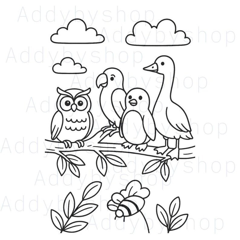 Animal Friends Coloring Pages: Farm, Jungle, Ocean, Pets, Dinosaurs (A4 ...