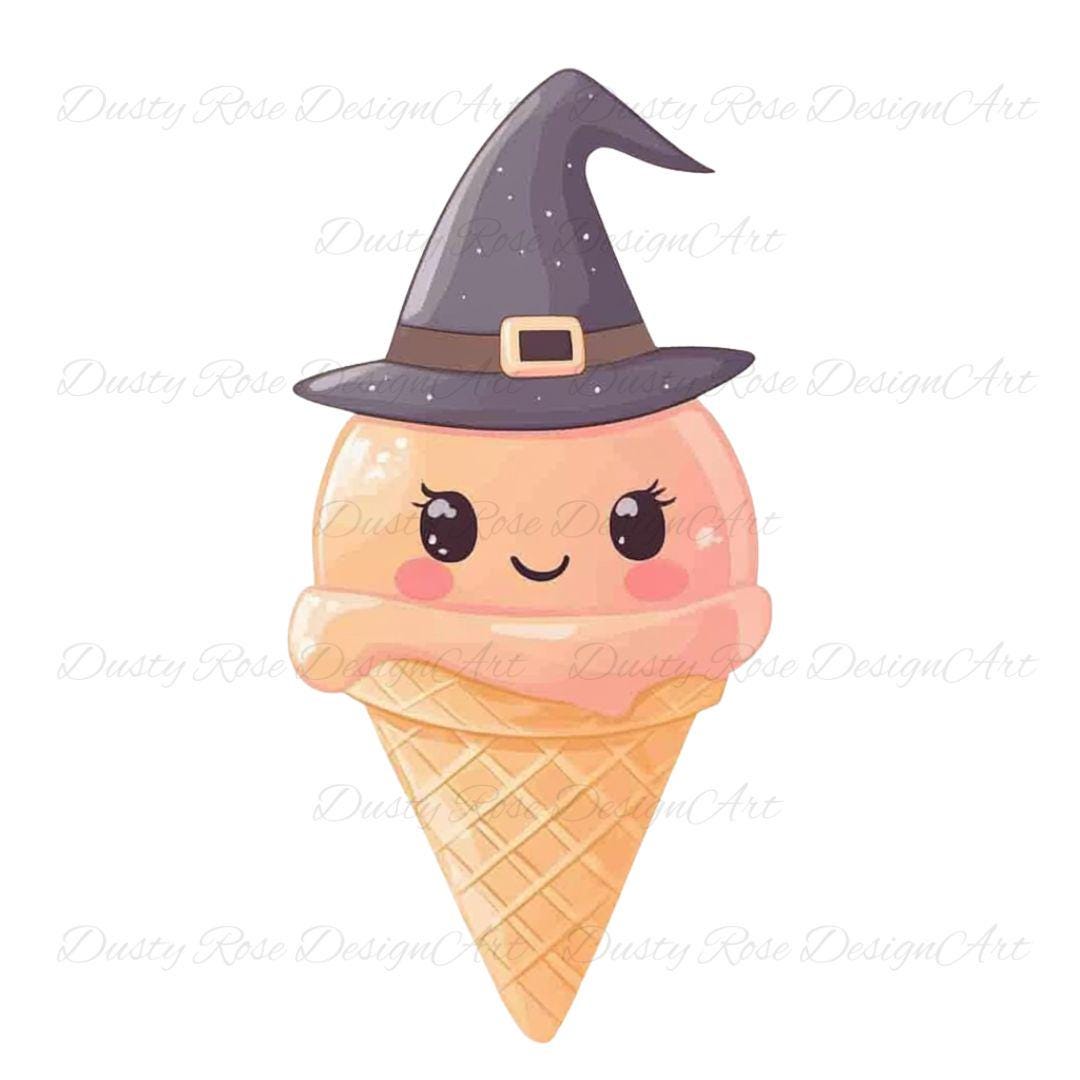 Halloween Ice Cream Clipart Bundle, Kawaii Dessert PNG (digital ...