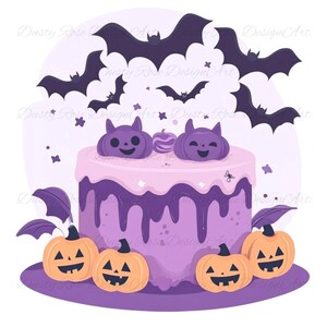 Halloween Cake Clipart Bundle - Cute Spooky Kawaii Cake PNG Digital ...