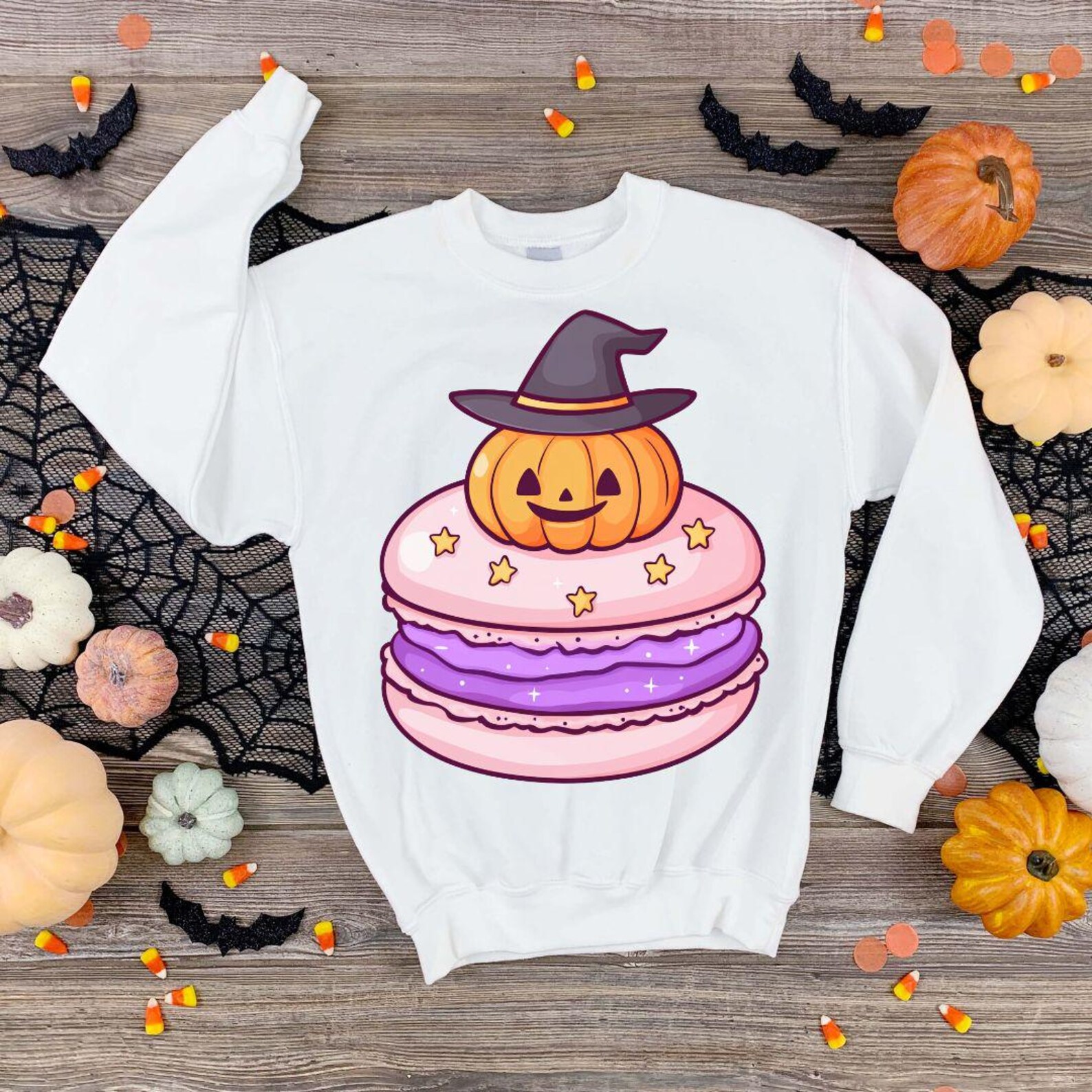 Kawaii Halloween Macaron Clipart Bundle: Ghost, Bat, Pumpkin (digital ...