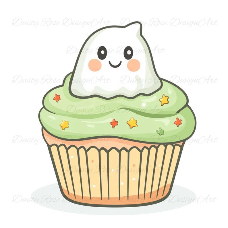 Kawaii Halloween Cupcake Clipart: Ghost, Bat, Pumpkin PNG Stickers - Etsy