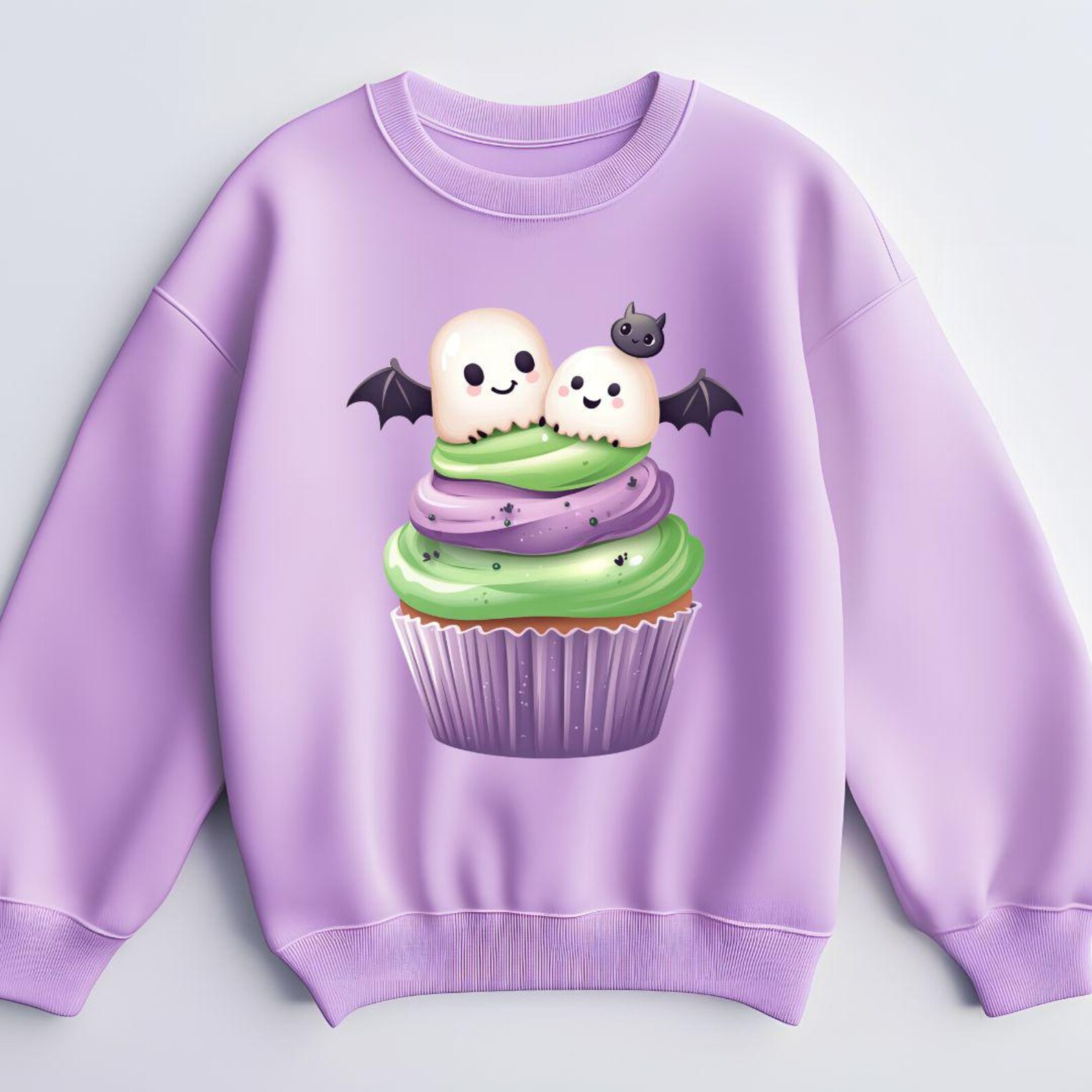Kawaii Halloween Cupcake Clipart: Ghost, Bat, Pumpkin PNG Stickers - Etsy