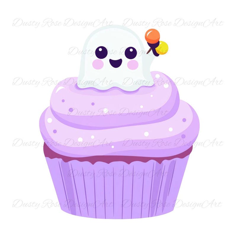 Kawaii Halloween Cupcake Clipart Bundle: Pastel Spooky Designs (PNG ...