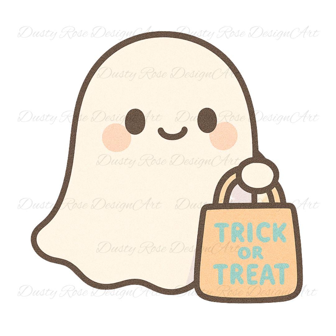 Kawaii Ghost Clipart Bundle: Pastel Halloween PNG Graphics (digital ...