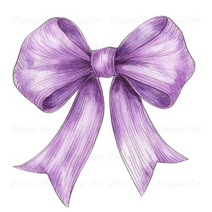 Watercolor Purple Bow Clipart PNG Bundle: Lavender Bows (digital ...