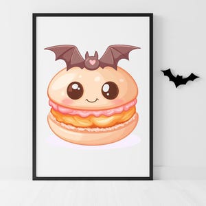 Kawaii Halloween Macaron Clipart Bundle: Ghost, Bat, Pumpkin (digital ...