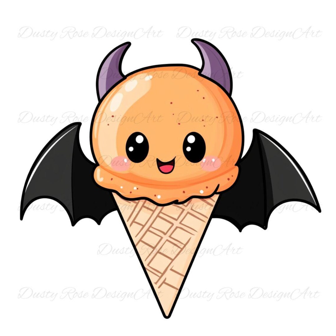 Halloween Ice Cream Clipart Bundle, Kawaii Dessert PNG (digital ...