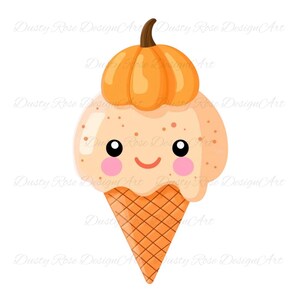 Halloween Ice Cream Clipart Bundle, Kawaii Dessert PNG (digital ...