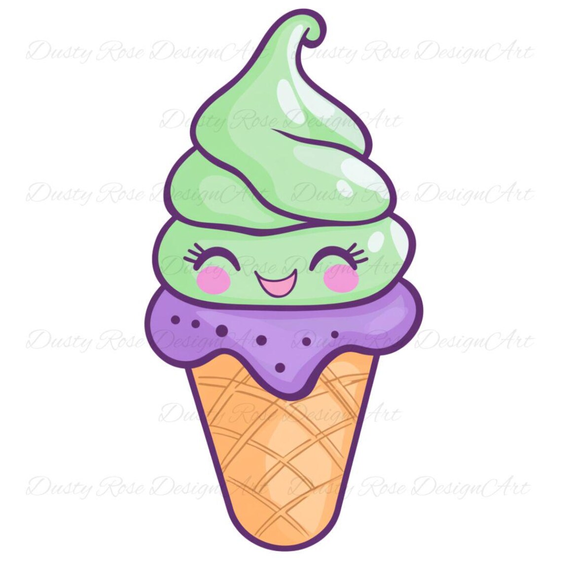 Halloween Ice Cream Clipart Bundle, Kawaii Dessert PNG (digital ...