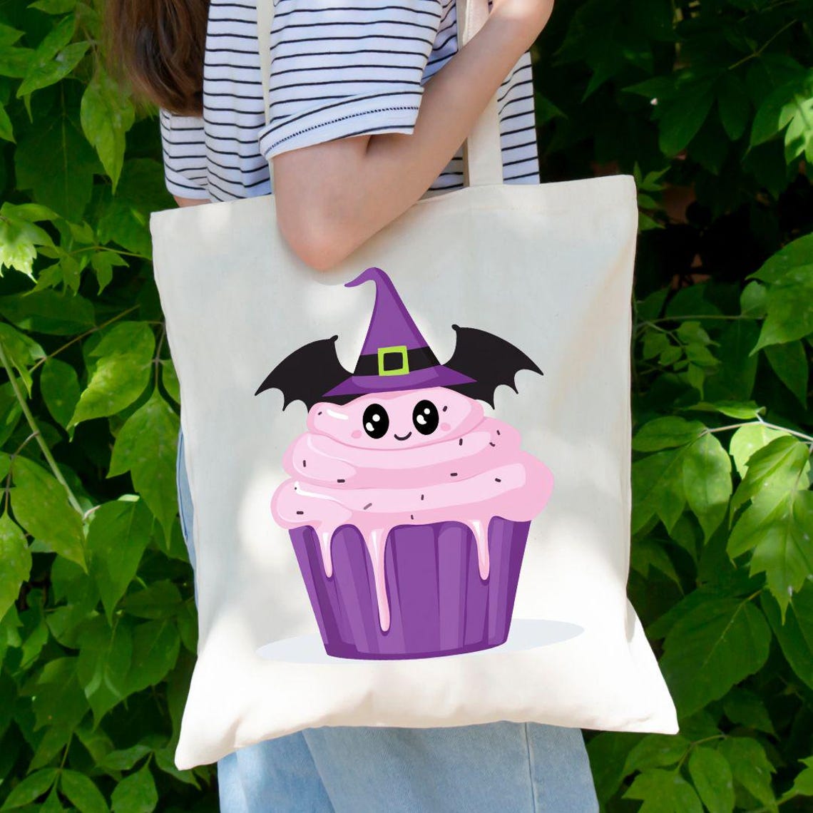 Kawaii Halloween Cupcake Clipart: Ghost, Bat, Pumpkin PNG Stickers - Etsy