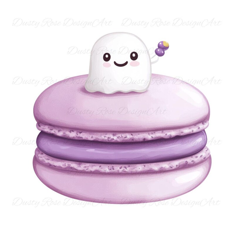 Kawaii Halloween Macaron Clipart Bundle: Ghost, Bat, Pumpkin (digital ...