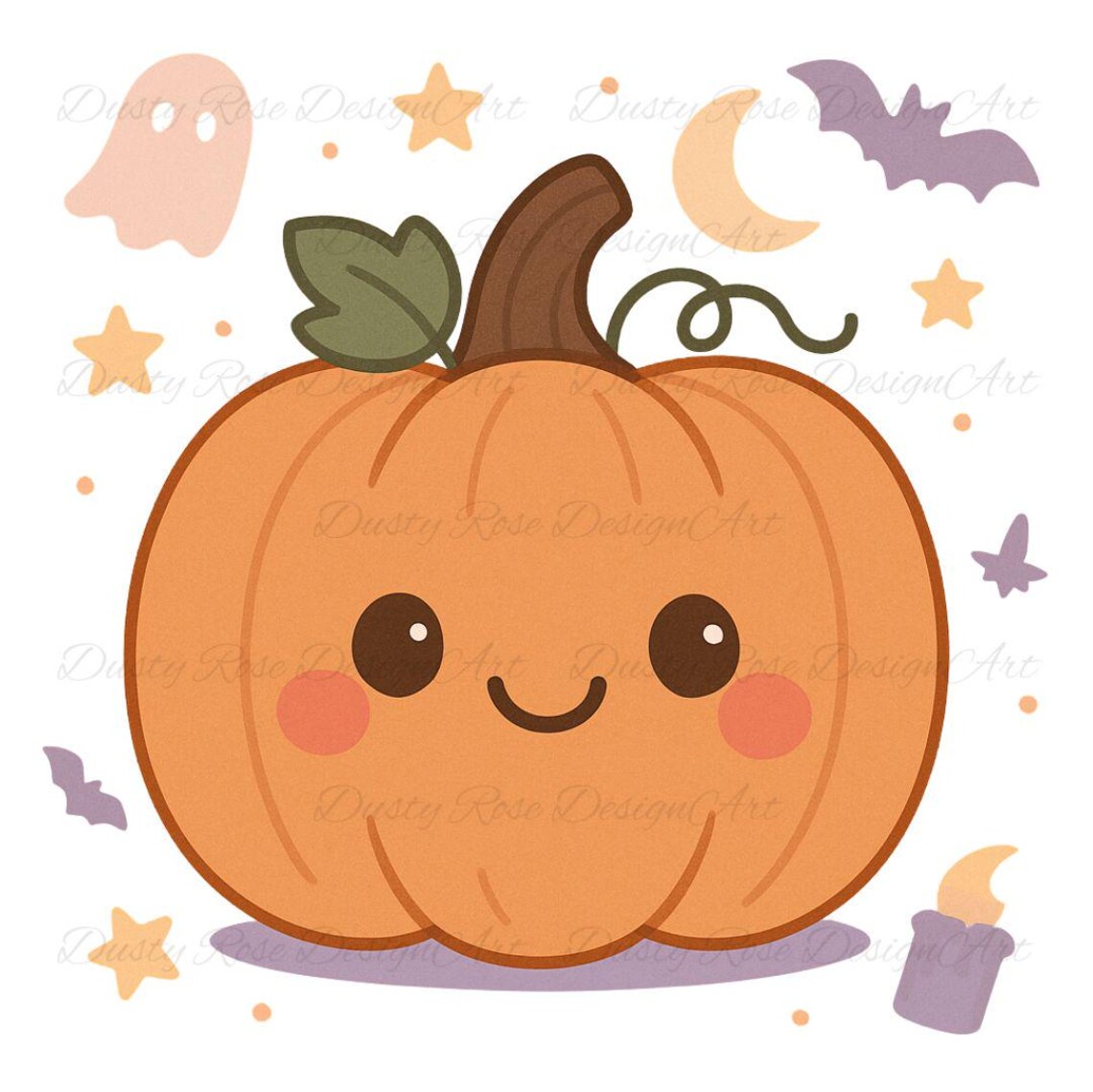 Kawaii Pumpkin Clipart Bundle: Pastel Halloween PNG Graphics (digital ...