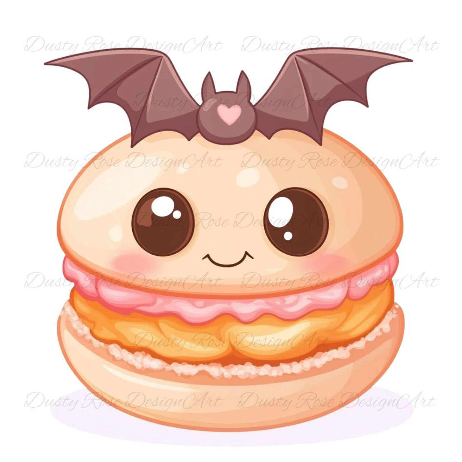 Kawaii Halloween Macaron Clipart Bundle: Ghost, Bat, Pumpkin (digital ...
