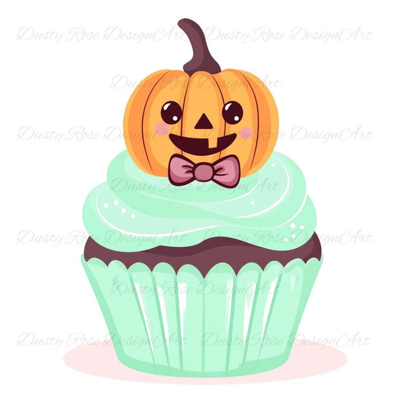 Kawaii Halloween Cupcake Clipart Bundle: Pastel Spooky Designs (PNG ...