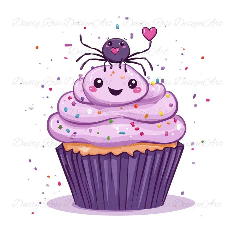 Kawaii Halloween Cupcake Clipart Bundle: Pastel Spooky Designs (PNG ...