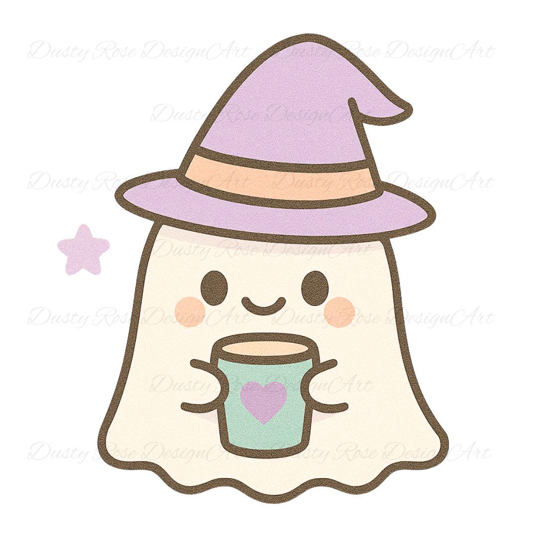 Kawaii Ghost Clipart Bundle: Pastel Halloween PNG Graphics (digital ...