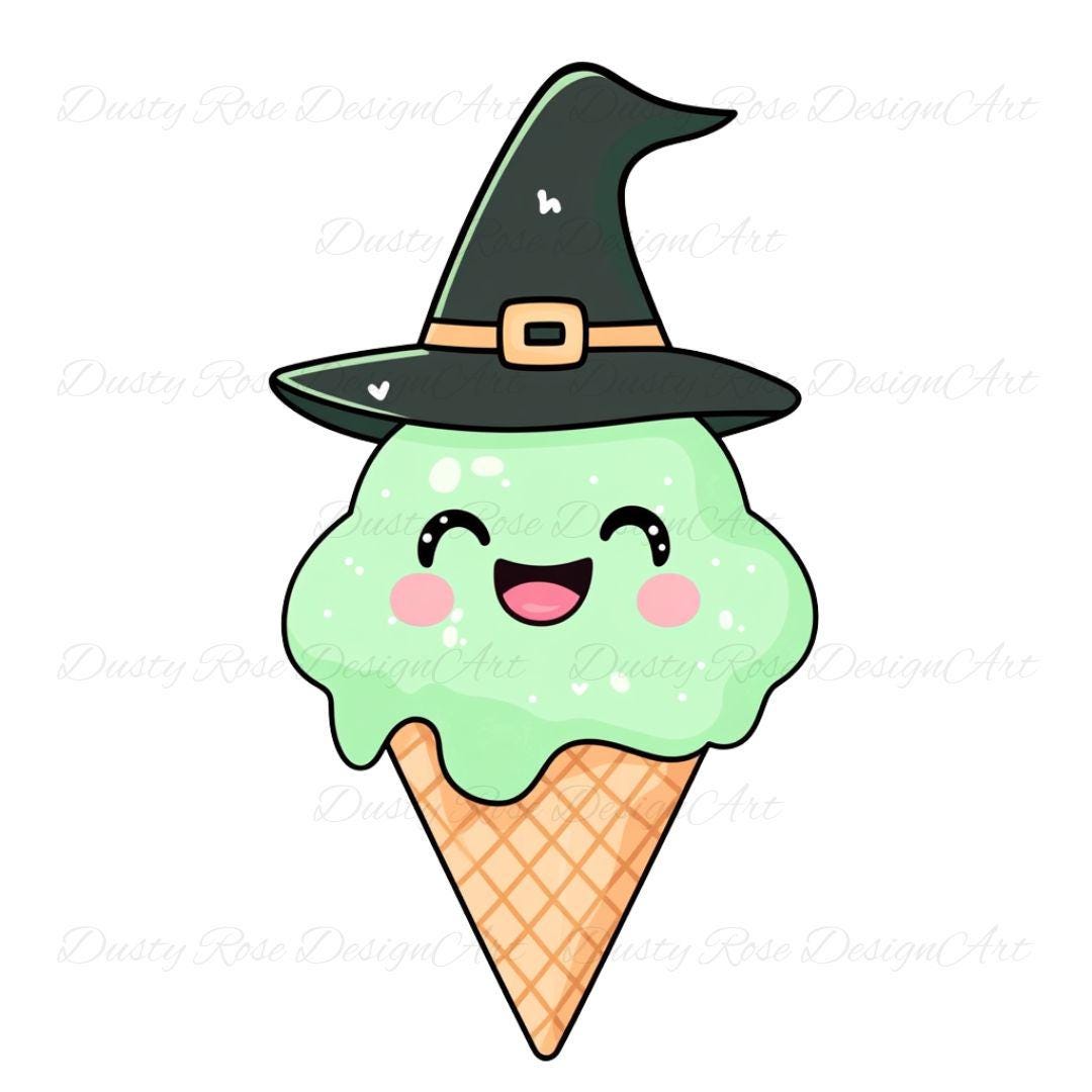 Halloween Ice Cream Clipart Bundle, Kawaii Dessert PNG (digital ...