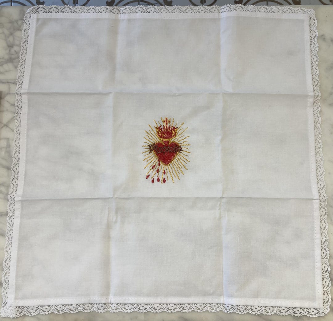 Cotton Linen for the Mass (corporal) With Sacred Heart of Jesus ...