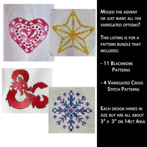 2024 Advent Pattern Bundle - Blackwork and Variegated Cross Stitch ...
