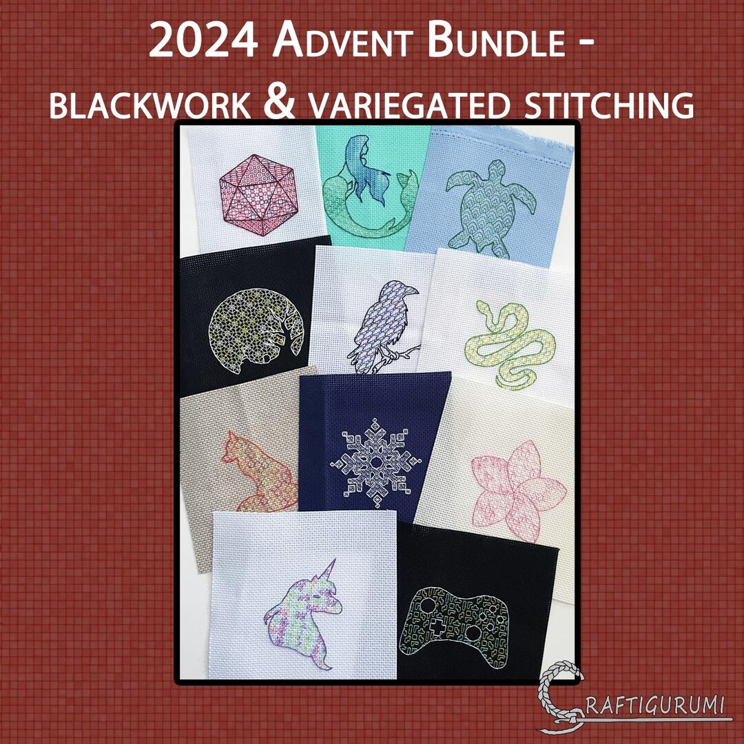 2024 Advent Pattern Bundle - Blackwork and Variegated Cross Stitch ...