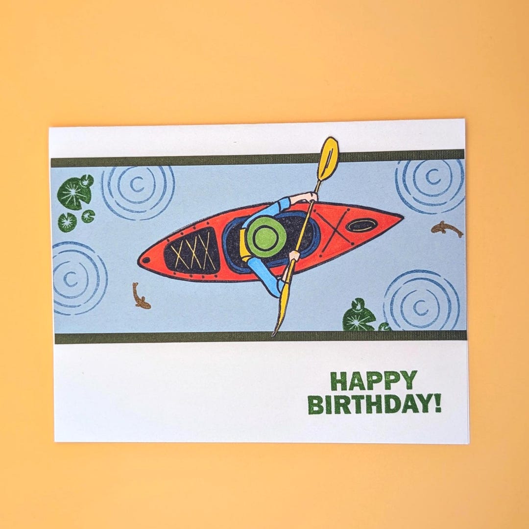 Kayak Birthday Card – Handstamped Greeting Card, Stampin' Up! - Etsy