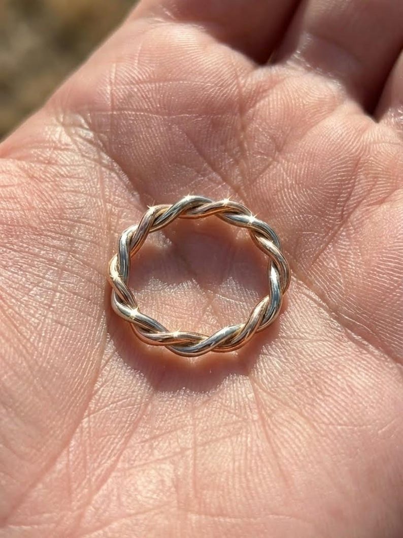 Solid Gold Infinity Twist Ring Relaxed Twist Wedding Band 14k Solid ...