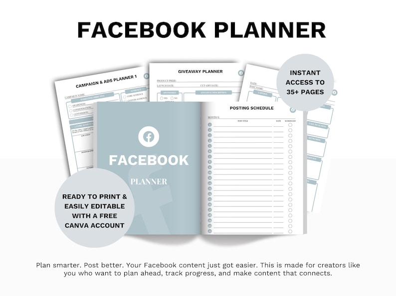 Facebook Planner | Canva Editable Template | Social Media Content ...