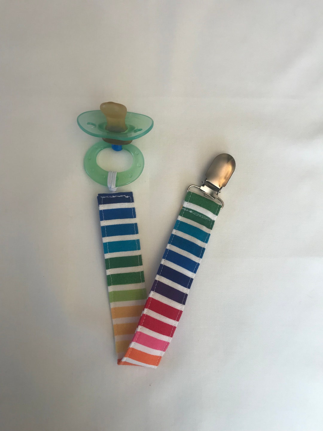 Rainbow Lines Pacifier Clip - Etsy