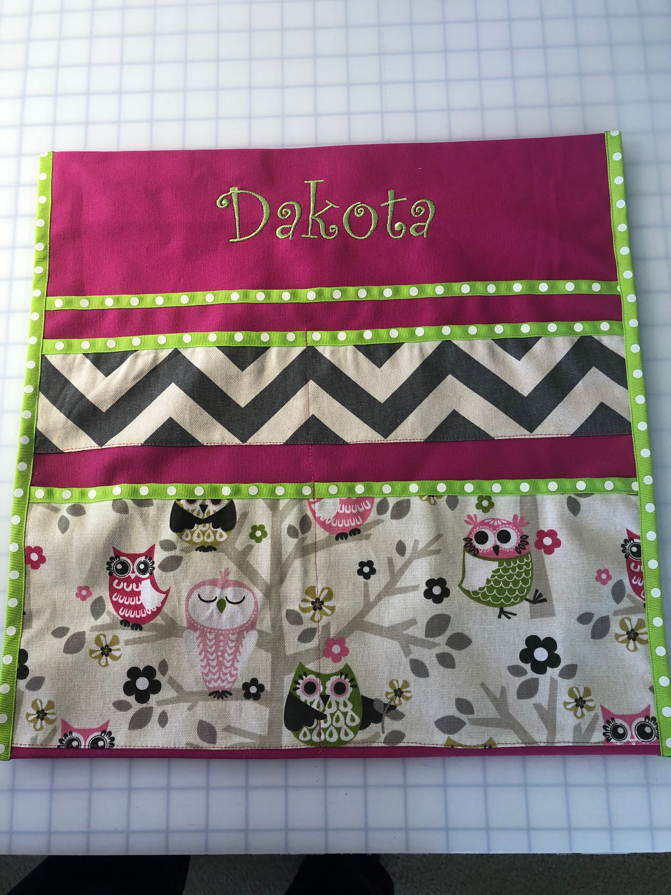 Owl & Chevron Deluxe Seat Pocket With Personalization - Etsy