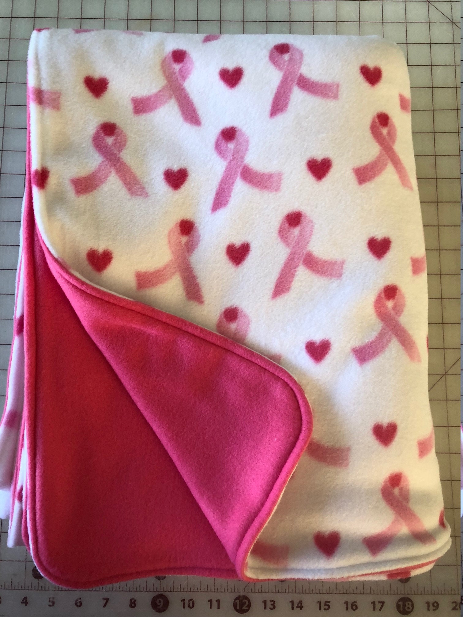 Breast Cancer Ribbon Fleece Blanket Extra Large | Etsy