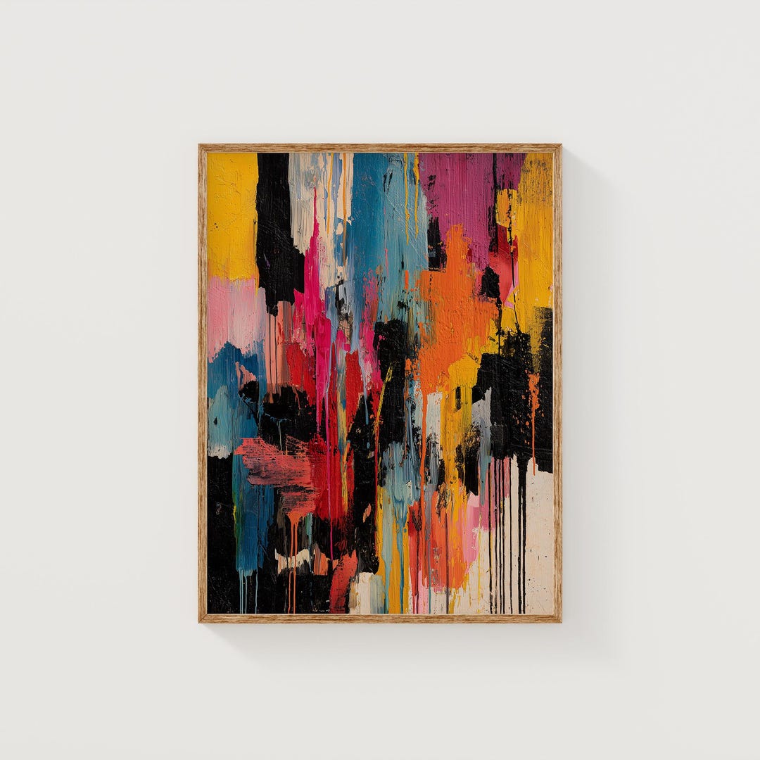 Abstract Modern Art. Expressionist Print. Bold Block Colours. Living ...