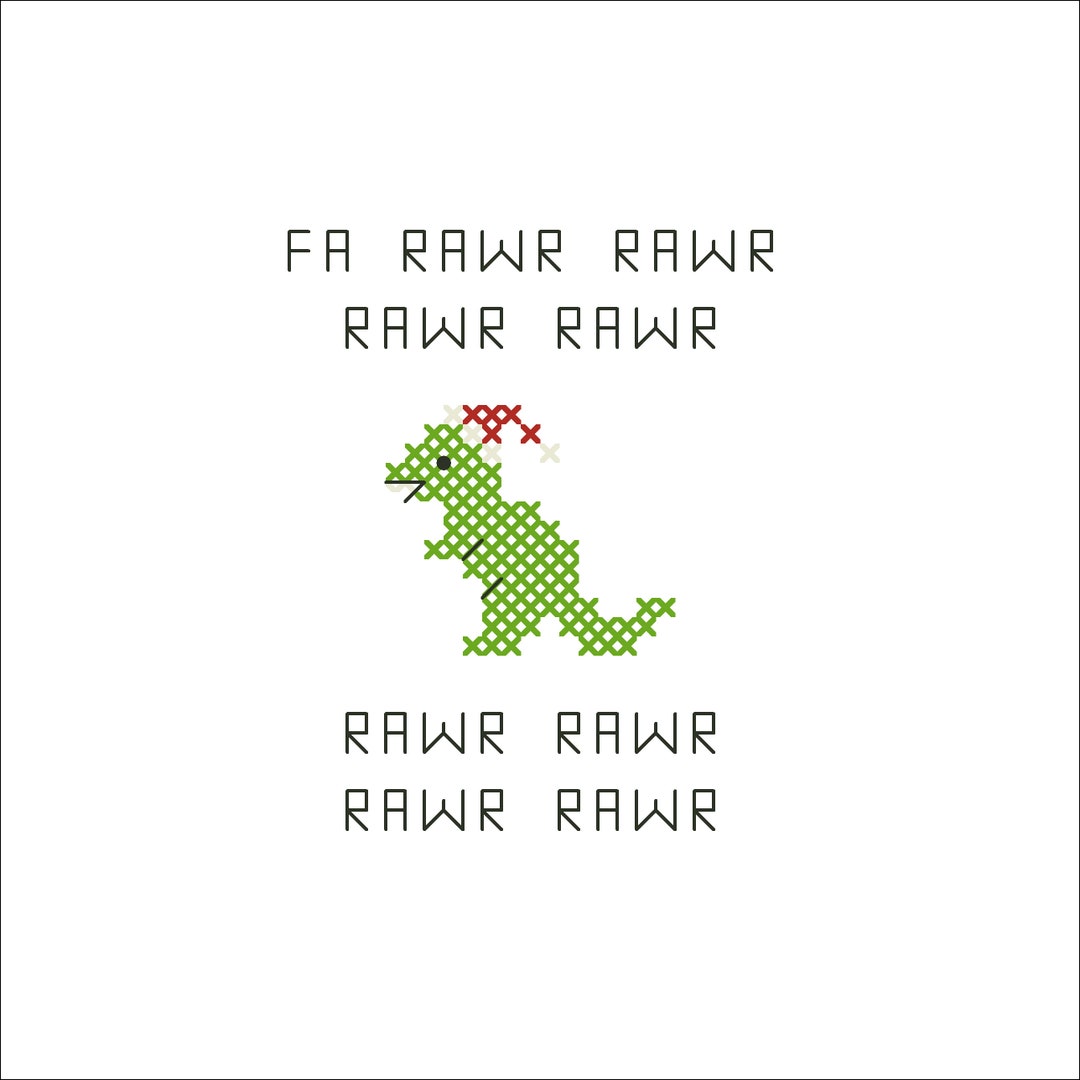 PDF PATTERN: Fa Rawr Rawr Funny Cross Stitch Digital Download - Etsy