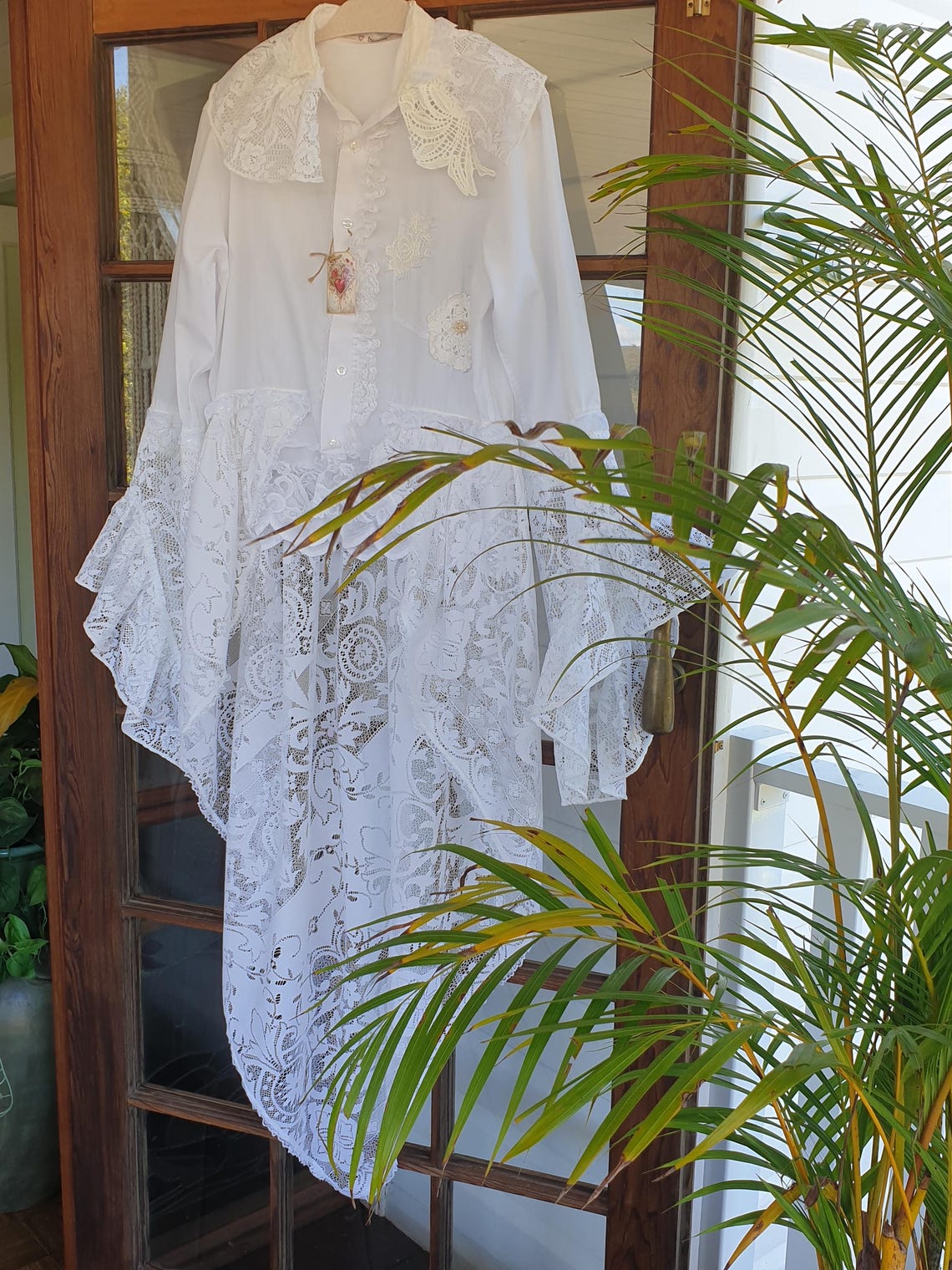 Bohemian Lace Shabby Chic Romantic Shirt Women Dress Top Duster Coat ...