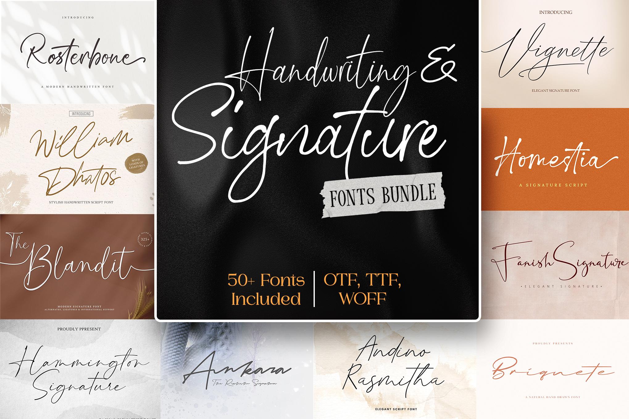 Signature Font Bundle, Font Bundle, Handwriting Font, Calligraphy Font ...
