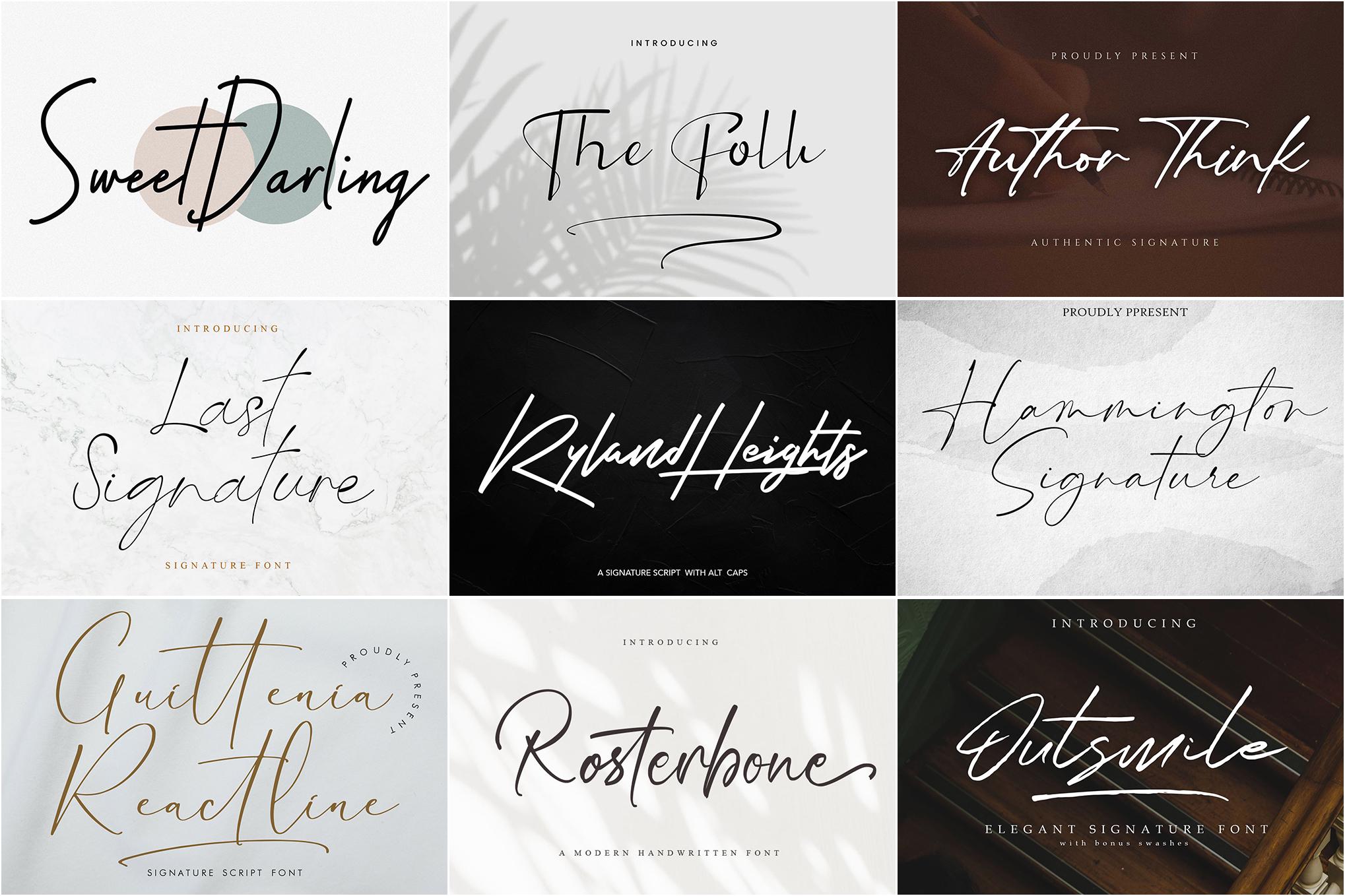Signature Font Bundle, Font Bundle, Handwriting Font, Calligraphy Font ...