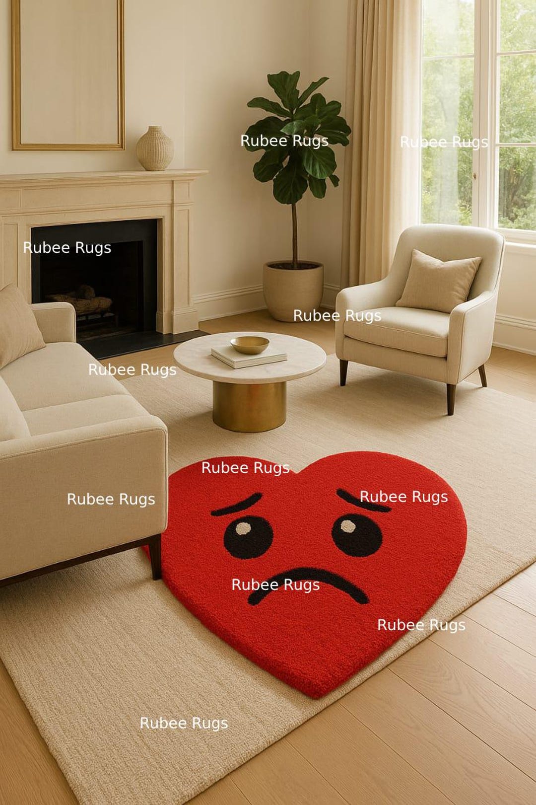 Tufted Red Heart Rug: Modern Pop Art Cartoon Accent Rug - Etsy