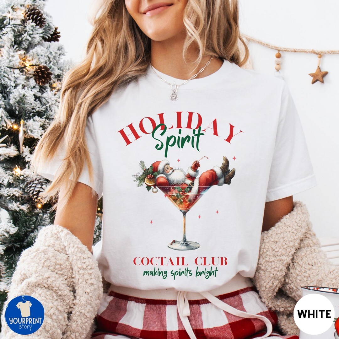 Christmas Holiday Spirit Santa Claus Cocktail Club Unisex Shirt, Xmas ...