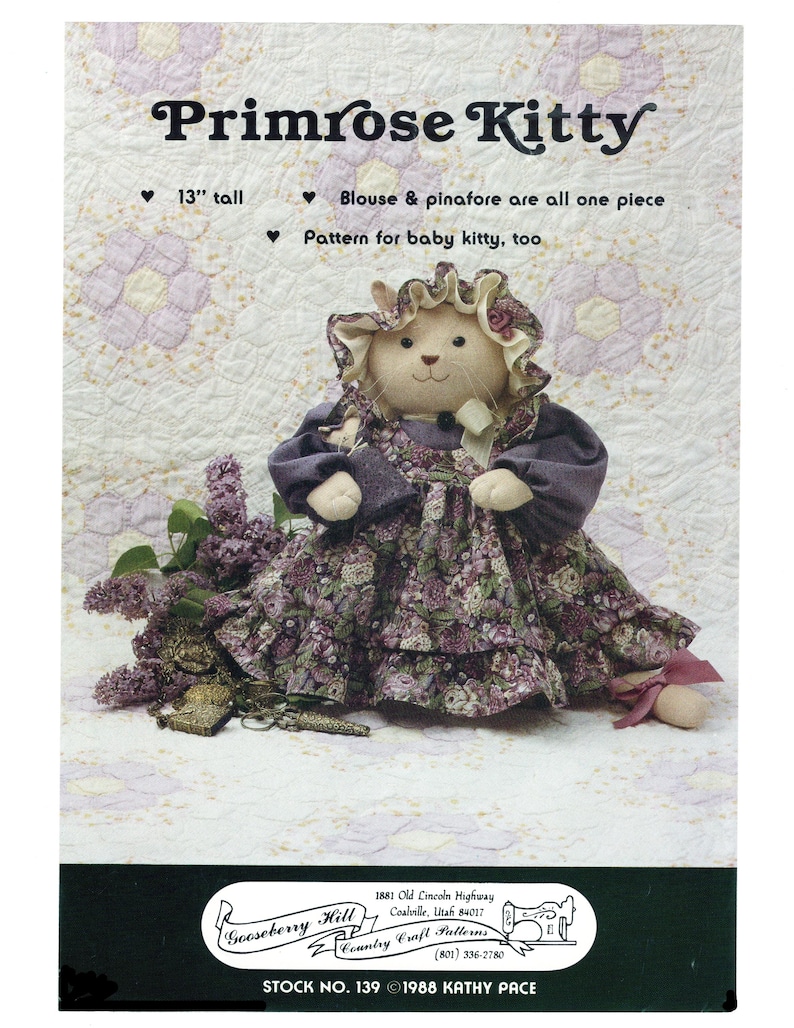 Primrose Kitty, a Vintage Cloth Doll Pattern by Gooseberry Hill - Etsy