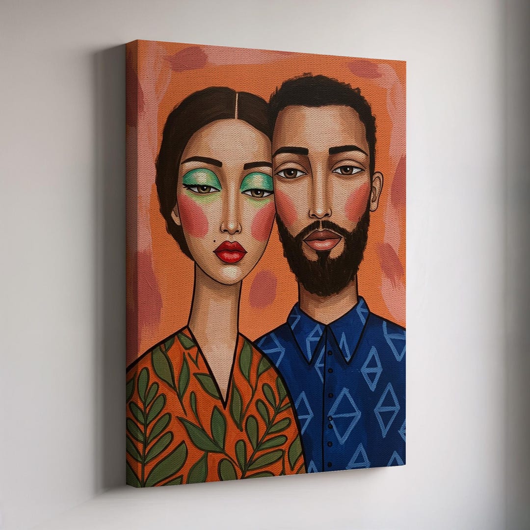 Modern Couple, Abstract Portrait Canvas Wall Art, Bold Contemporary ...