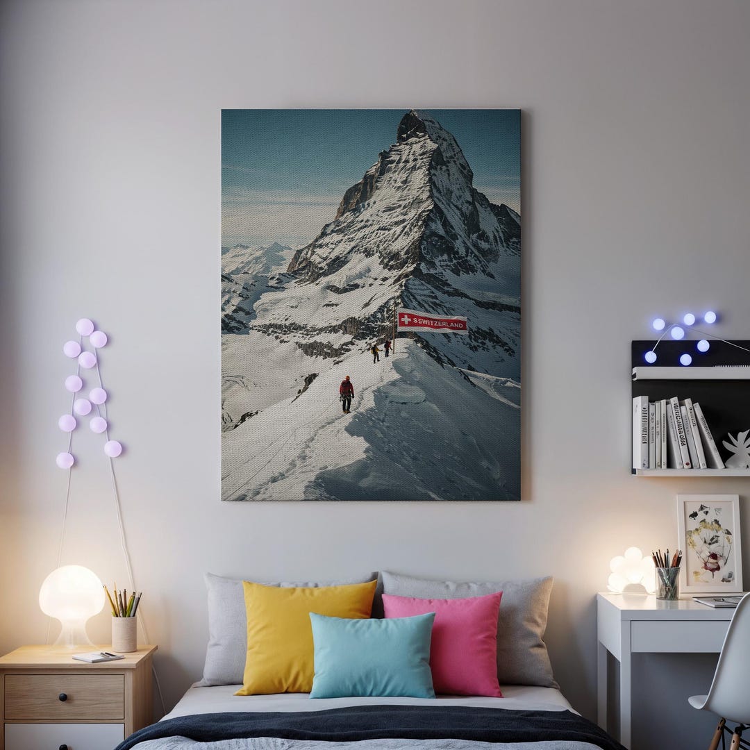 Matterhorn Canvas, Switzerland Alps Wall Art, Snow Mountain Landscape ...
