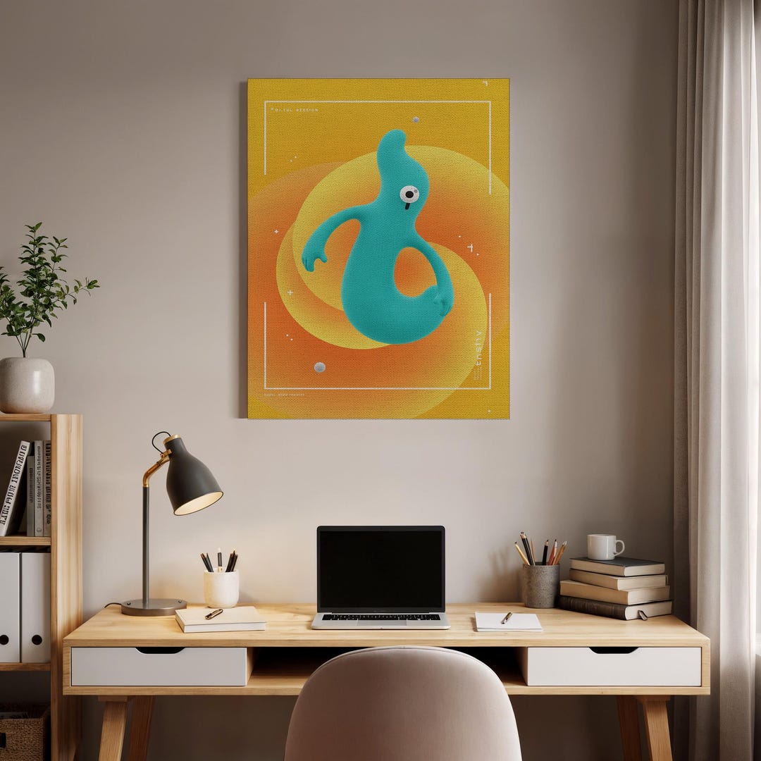 Abstract Cartoon Character Canvas Art, Fun Modern Art Print, Colorful ...