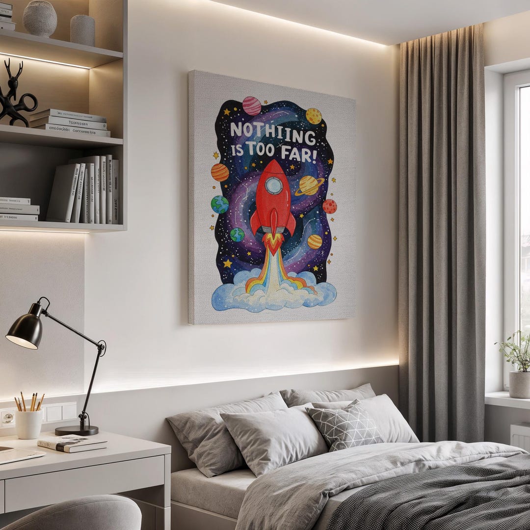 Rocket Wall Art, Rocket Wall Decor, Inspirational Art, Kids Room Art ...