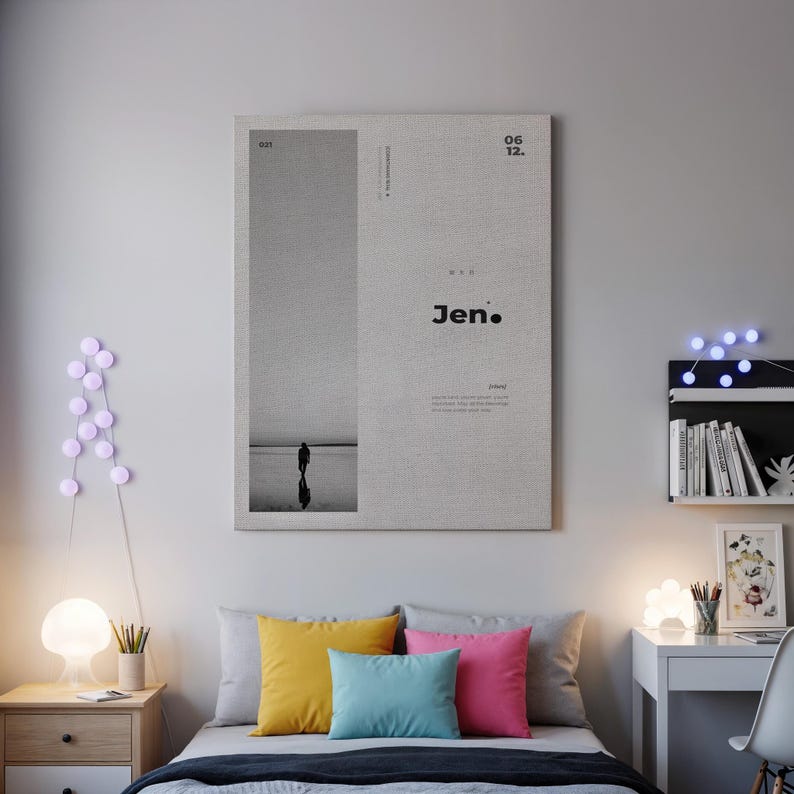 Minimalist Black and White Poster, Framed Abstract Typography Wall Art ...