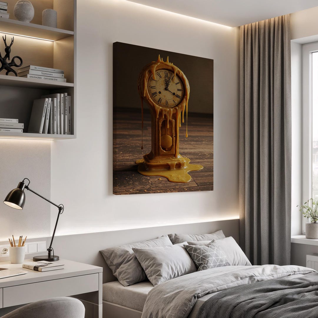 Melting Clock, Time Dripping, Surreal Moment, Golden Wax, Retro Clock ...