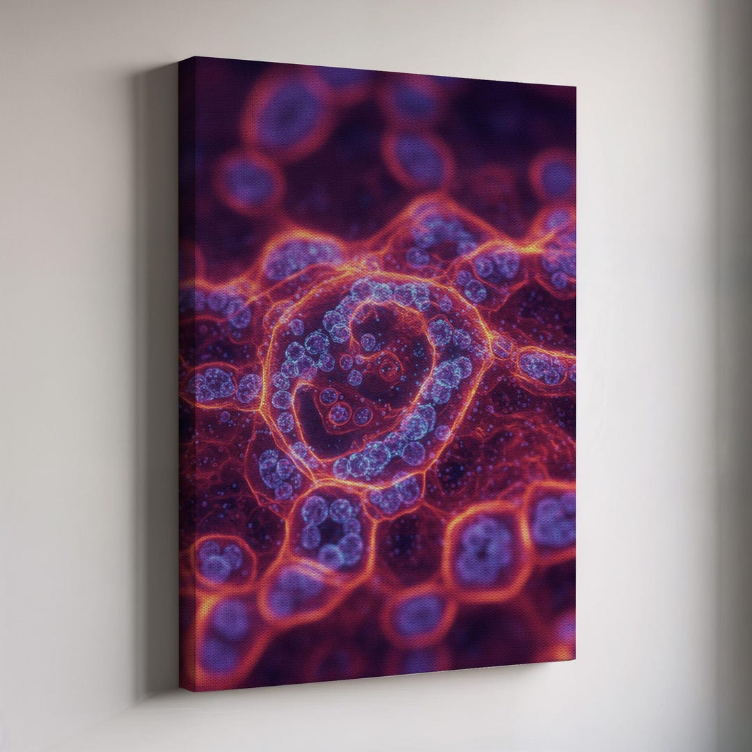 Microscopic Cells, Abstract Biology Art, Red Blue Neurons, Science Wall ...