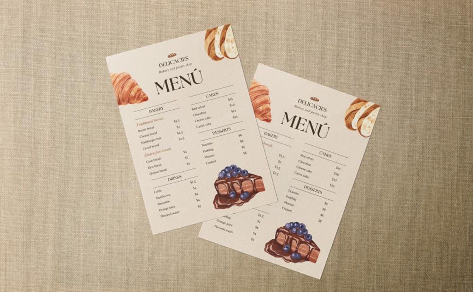 Editable Bakery Menu Template, Coffee Shop & Pastry Menu, Dessert Menu ...