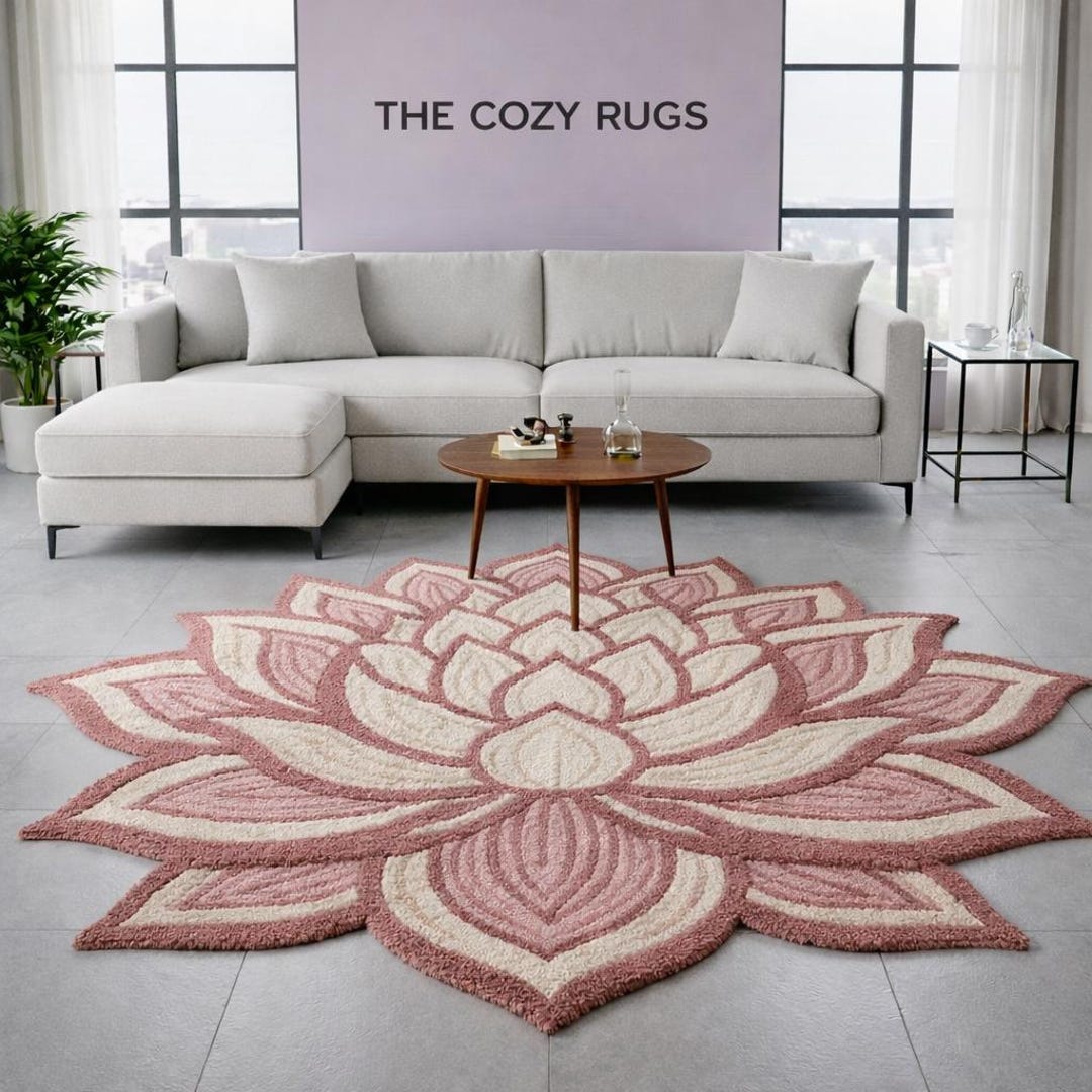 Lotus Tufted Rug | Floral Mandala Area Rug | Luxury Living Room Decor ...