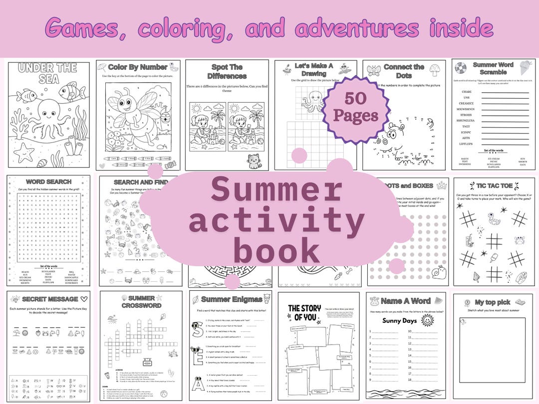 Summer Activity Bundle Printable, Summer Kids Activity Book, Summer ...