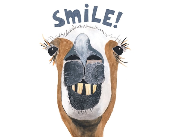 Smiling Camel Greeting Card Toothy Smile Bad Day Kid | Etsy