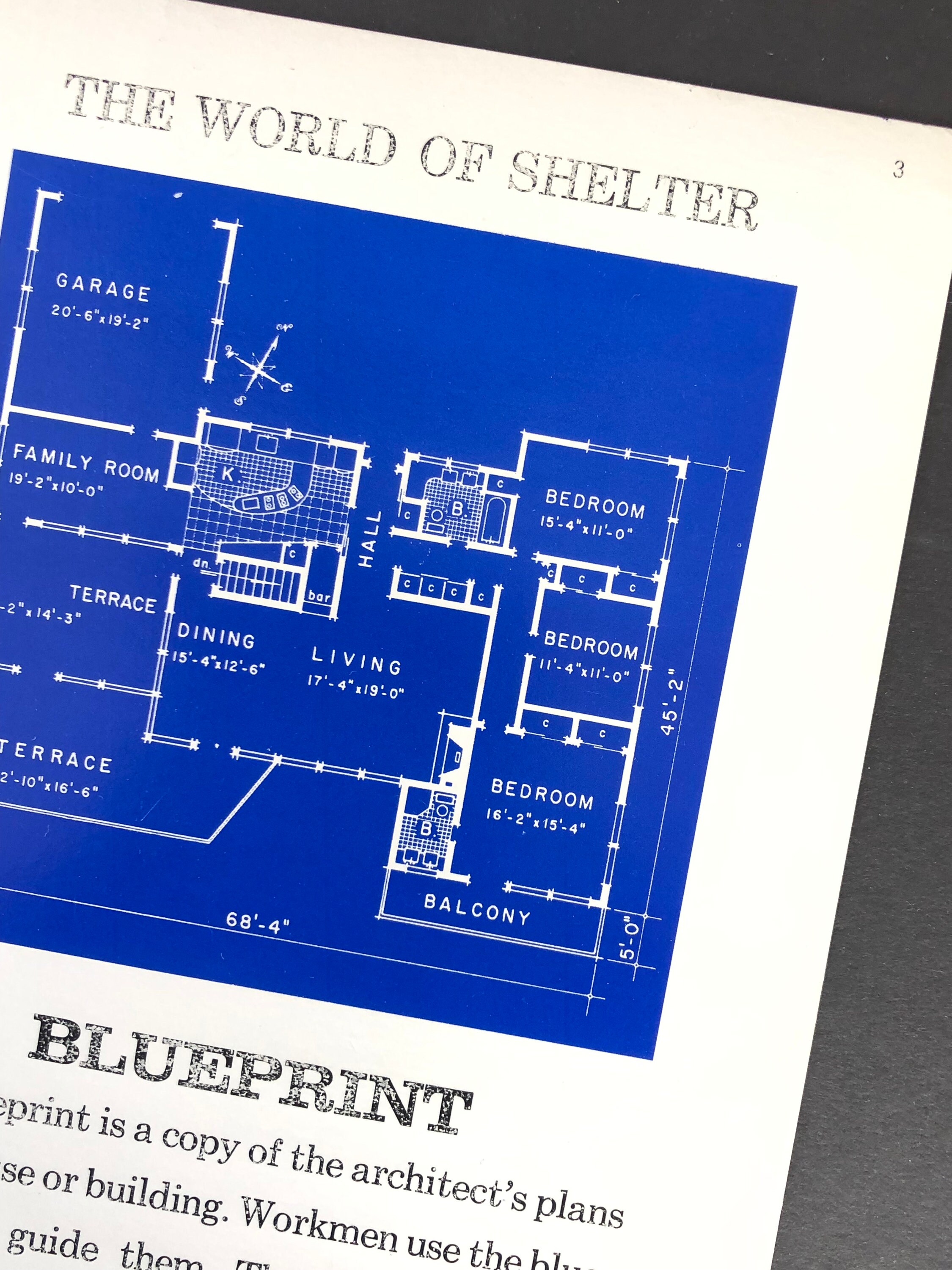 Large Vintage Flashcard Blueprint From Picto-cabulary Series the World ...
